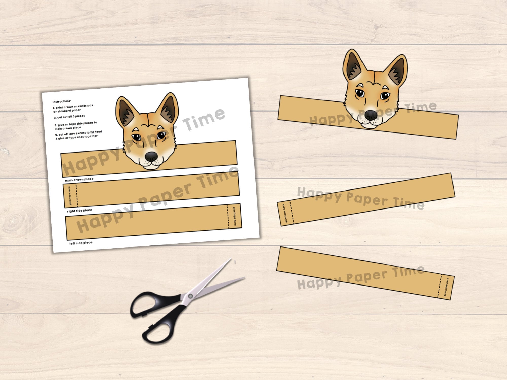 Dingo Paper Crown Australian Animal Template Coloring Activity ...