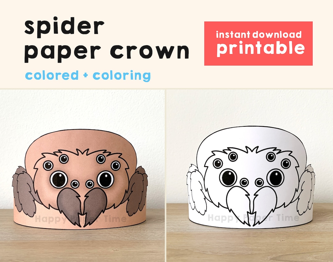Spider Paper Crown Party Coloring Printable Kids Craft Insect Birthday ...