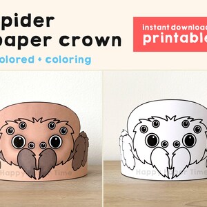 Spider Paper Crown Party Coloring Printable Kids Craft Insect Birthday ...