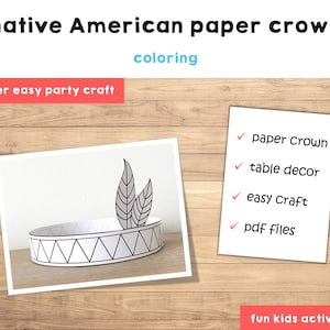 Native American Paper Headband Crown Party Coloring Printable Kids ...