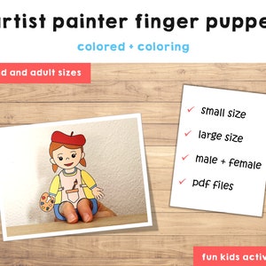 Artist Painter Paper Craft Printable Community Helper Finger Puppet ...