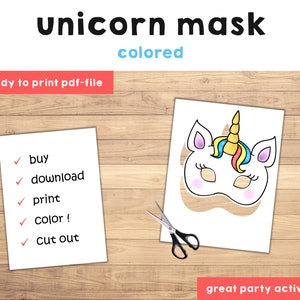 Unicorn Mask Unicorn Printable Mask Unicorn Party Favor Unicorn Costume ...
