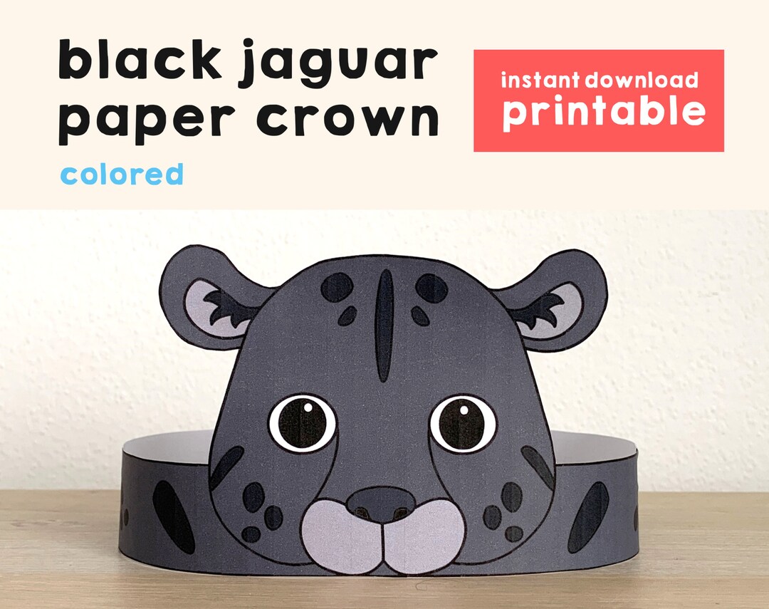 Black Jaguar Panther Paper Crown Jungle Cat Animal Template Activity ...