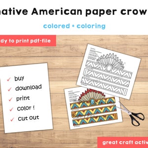 Native American Paper Craft Headdress Crown Party Coloring Printable ...