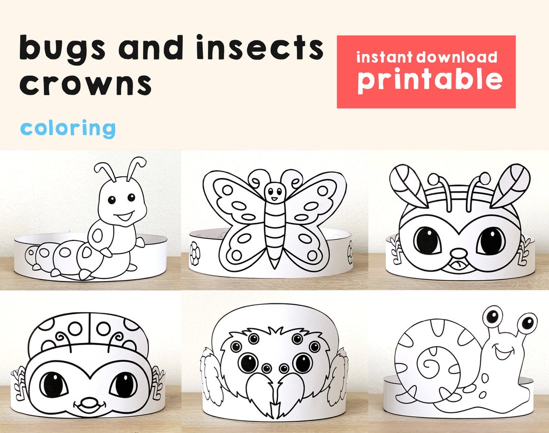 Bugs Insects Paper Crowns Butterfly Caterpillar Ladybug Bee - Etsy