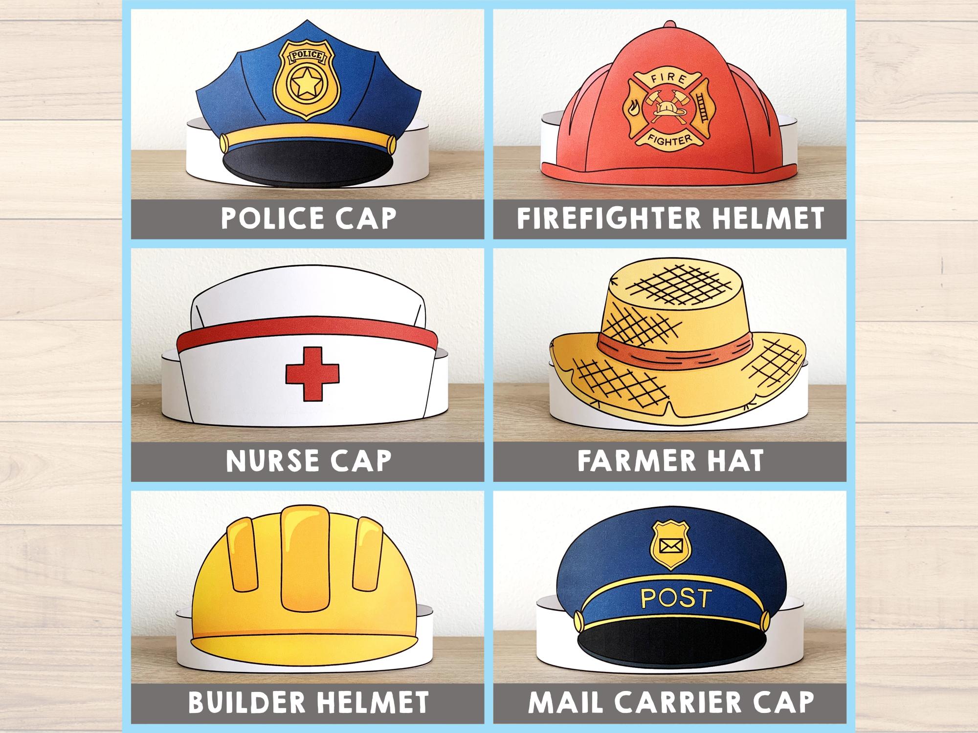 Community Helpers Paper Crowns Police Builder Farmer Nurse Mail Carrier ...