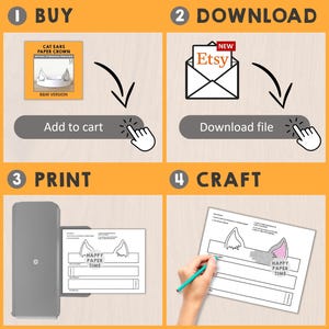 Cat Ears Paper Headband Crown Hat Craft Activity Kids Party Coloring ...