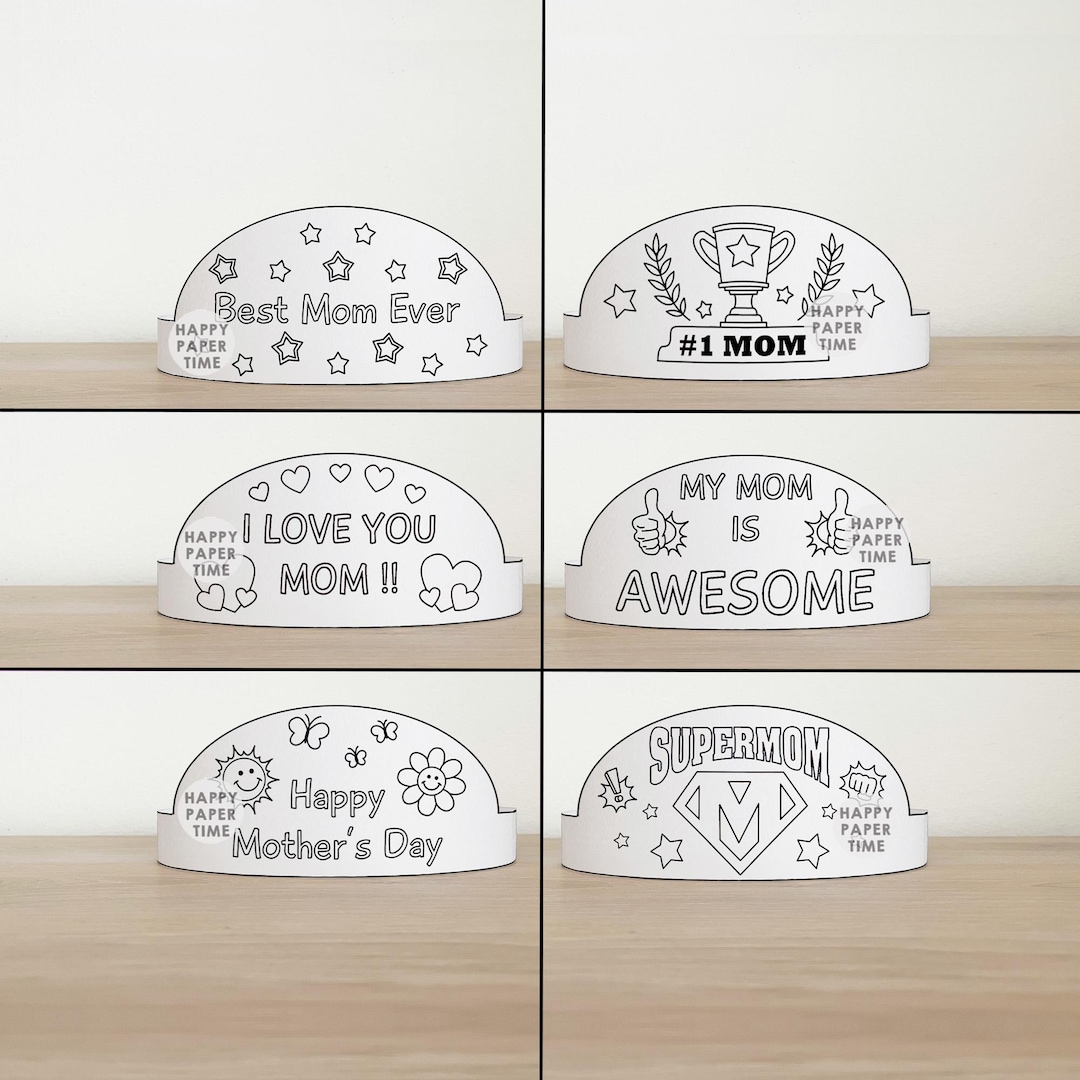 Mother's Day Paper Crown Template Birthday Party Headband Coloring ...