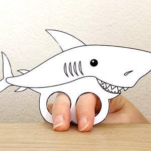 Shark Paper Craft Printable Ocean Animal Finger Puppet Kids Craft ...