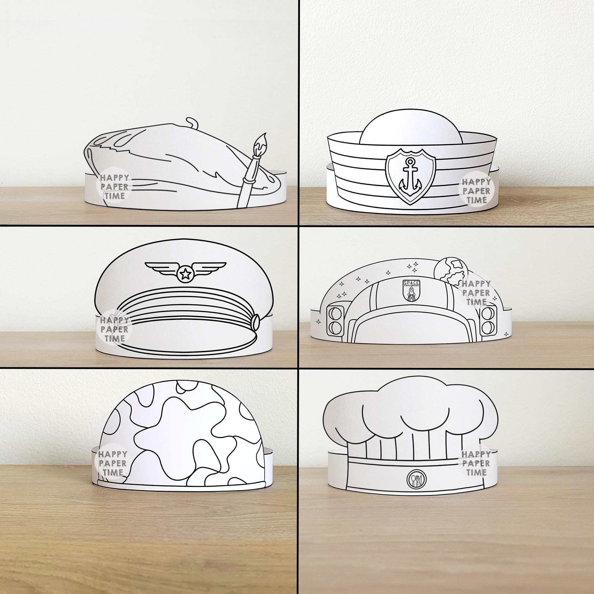 Community Helpers Paper Crowns Astronaut Pilot Chef Sailor Soldier ...