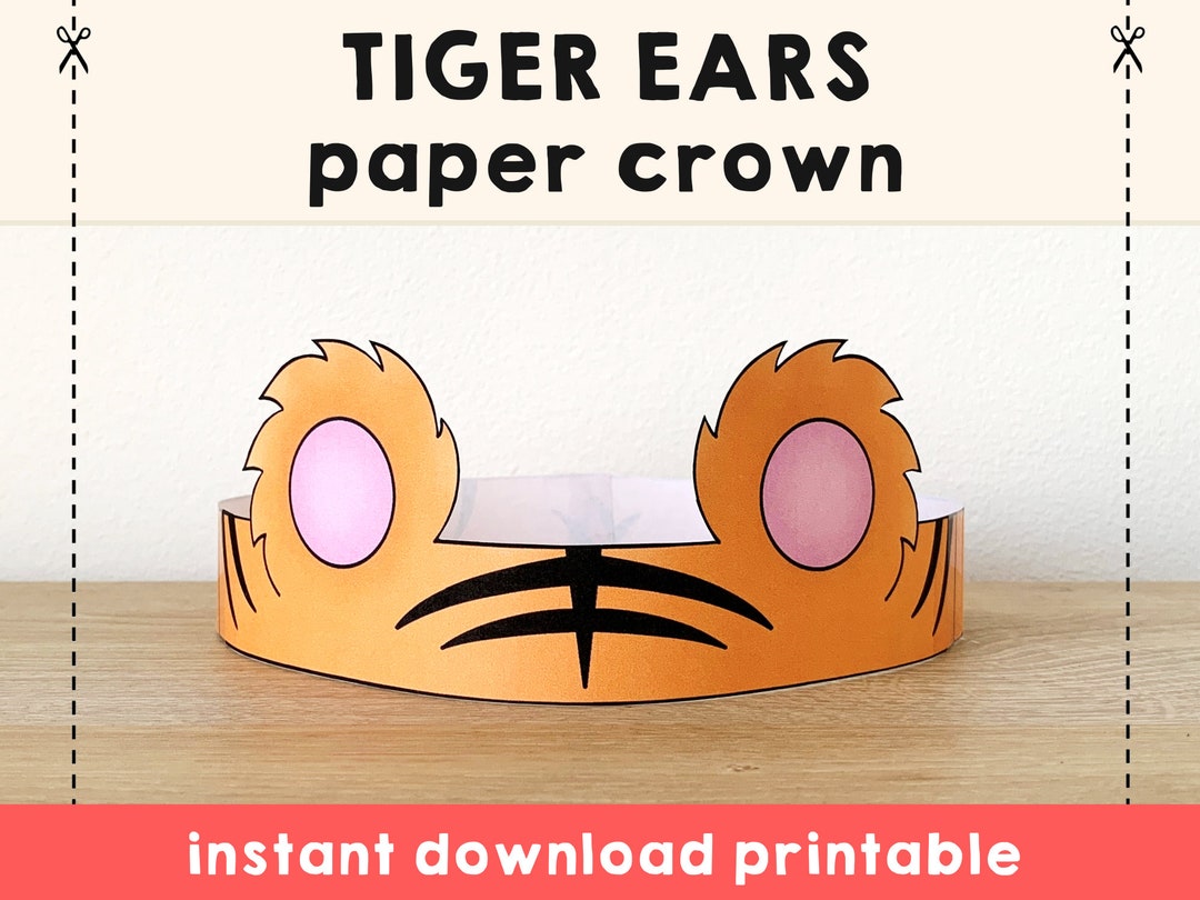Tiger Ears Paper Crown Headband Party Coloring Printable Kids Craft ...