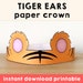 Tiger Ears Paper Crown Headband Party Coloring Printable Kids Craft ...