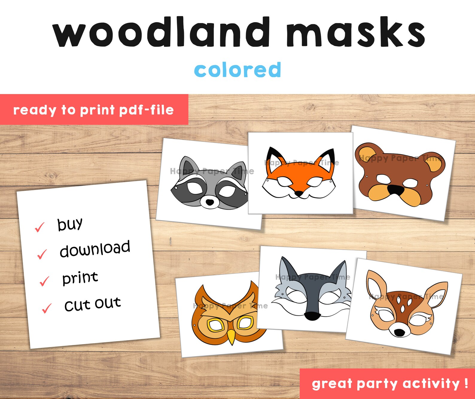 Woodland Mask Animal Mask Fox Mask Wolf Mask Animal Mask Animal Party ...