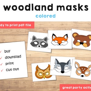 Woodland Mask Animal Mask Fox Mask Wolf Mask Animal Mask Animal Party ...