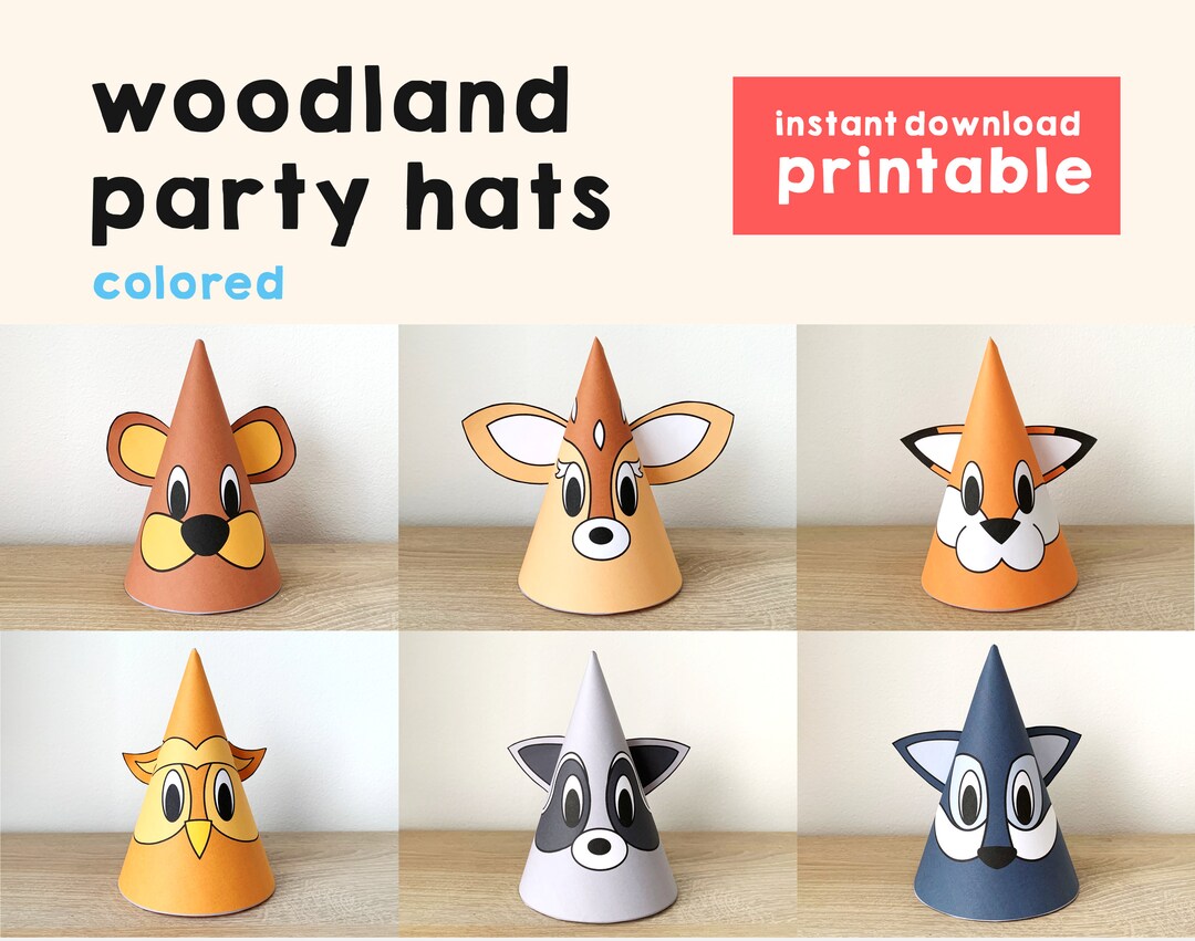 Woodland Paper Hat Printable Woodland Table Decoration Party - Etsy