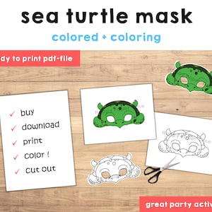 Sea Turtle Mask Template Costume Kids Diy Ocean Sea Animal Party Fun ...