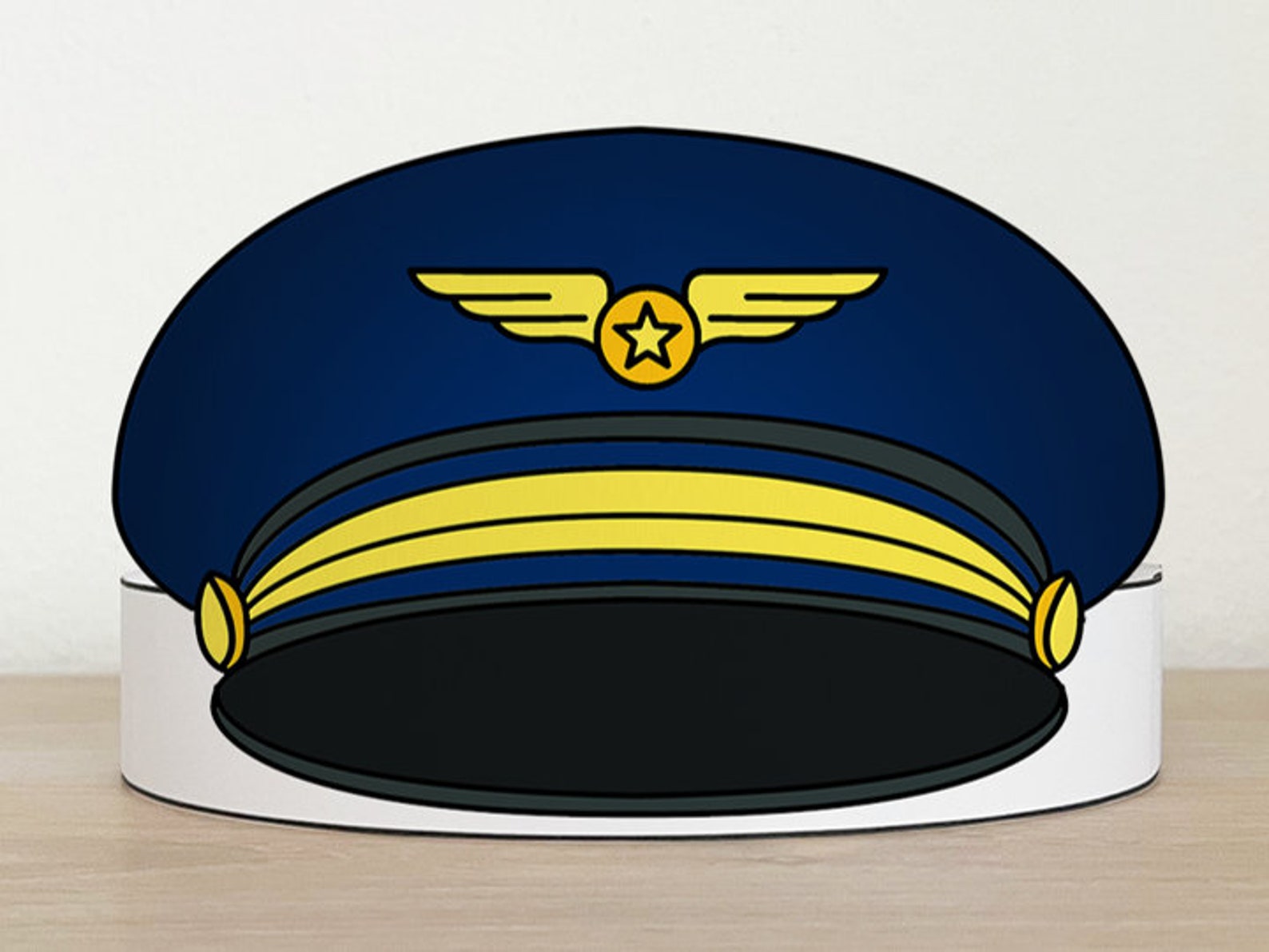 Pilot Cap Paper Crown Airline Party Coloring Printable Kids Craft ...