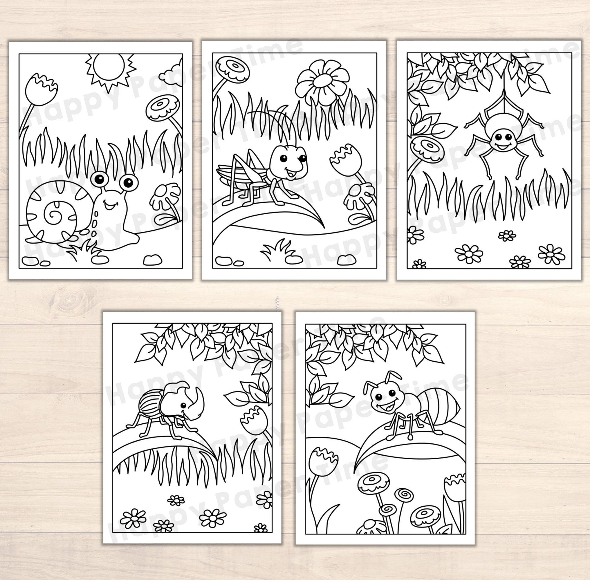 Bugs and Insects Coloring Pages Animal Theme Printable Art - Etsy