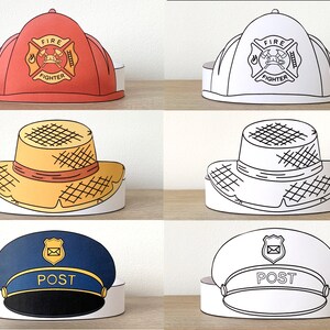 Community Helpers Paper Crowns Police Builder Farmer Nurse Mail Carrier ...