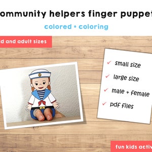 Community Helpers Paper Craft Printable Finger Puppet Template Kids ...
