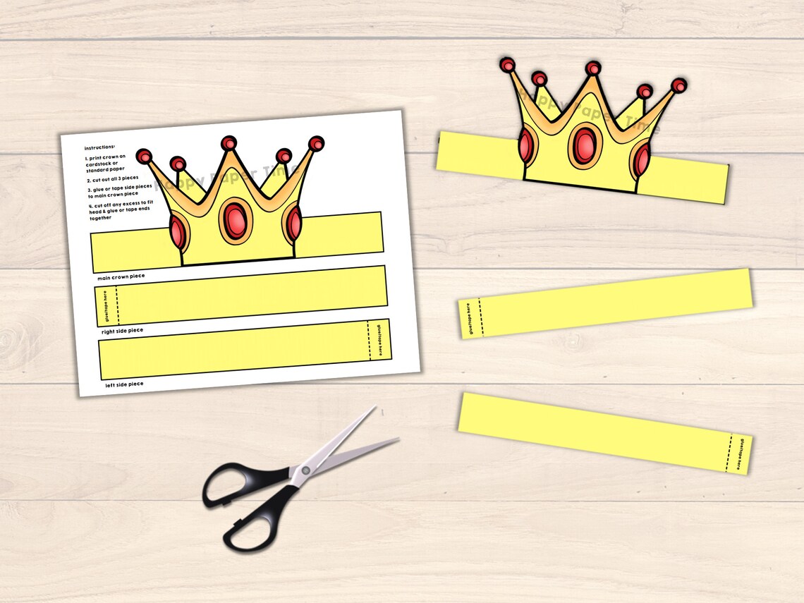 Princess Paper Crown Coloring Printable Kid Craft Princess - Etsy