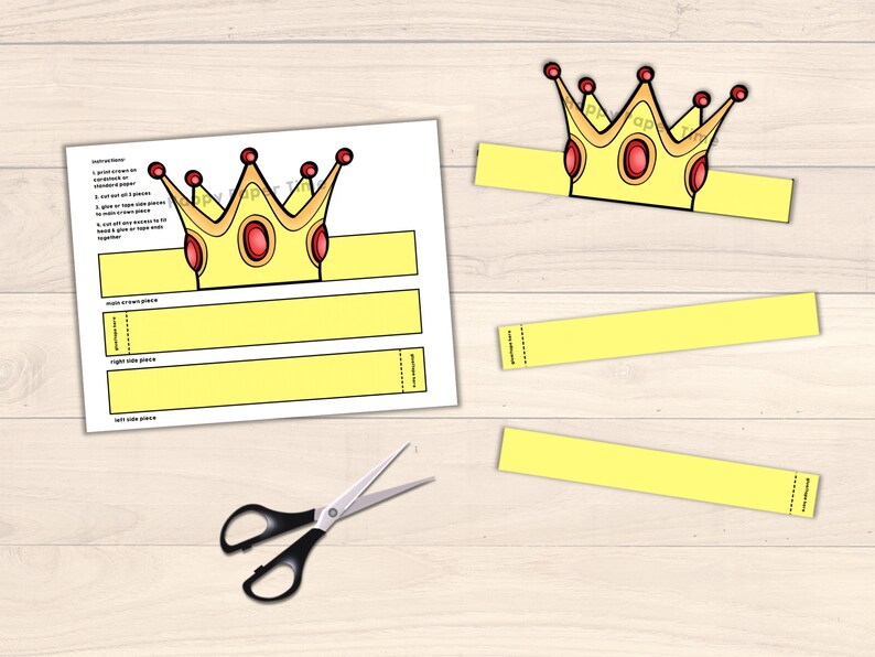 Princess Paper Crown Coloring Printable Kid Craft Princess Birthday ...
