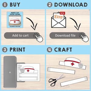 Nurse Cap Hat Paper Crown Party Coloring Printable Kids Craft Doctor ...