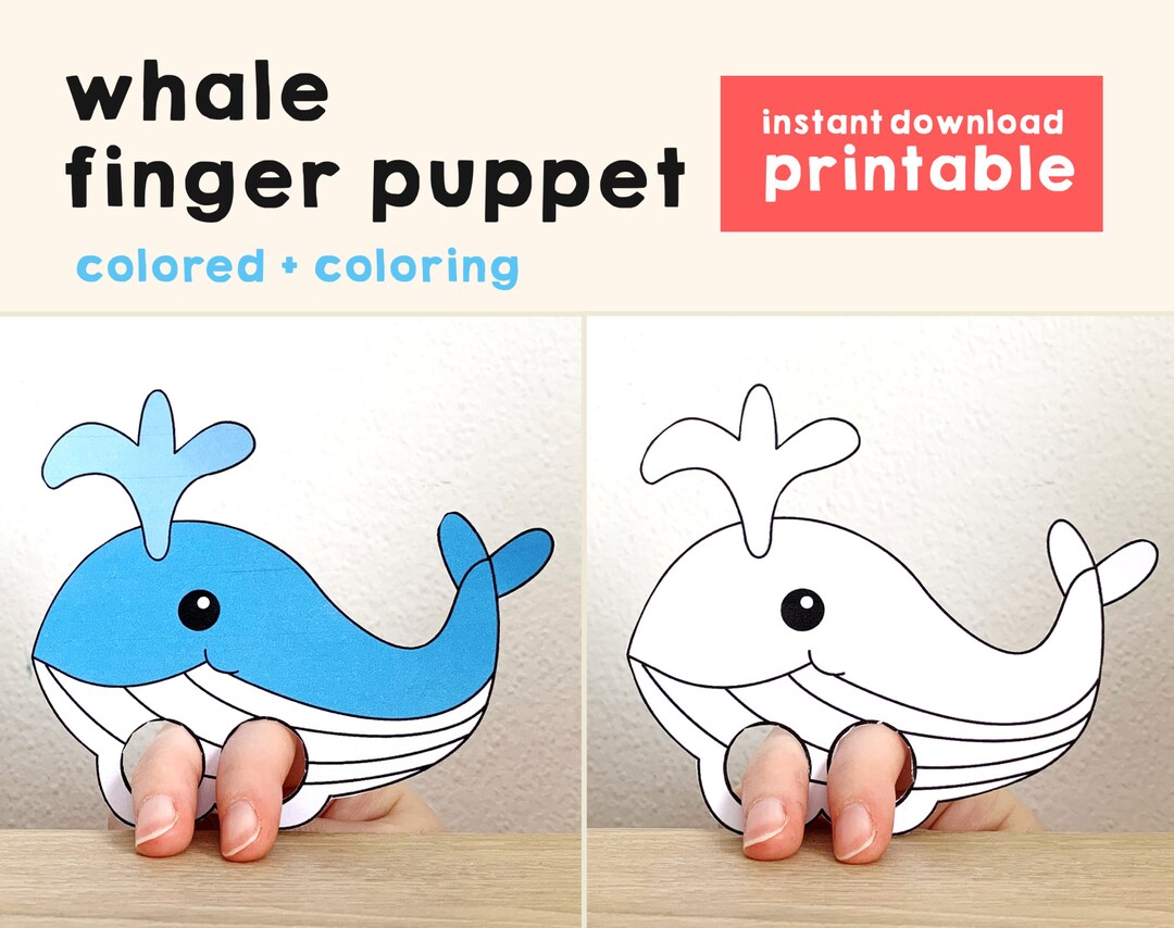 Whale Paper Craft Printable Ocean Animal Finger Puppet Kids Craft ...