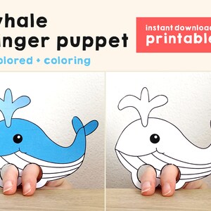 Whale Paper Craft Printable Ocean Animal Finger Puppet Kids Craft ...