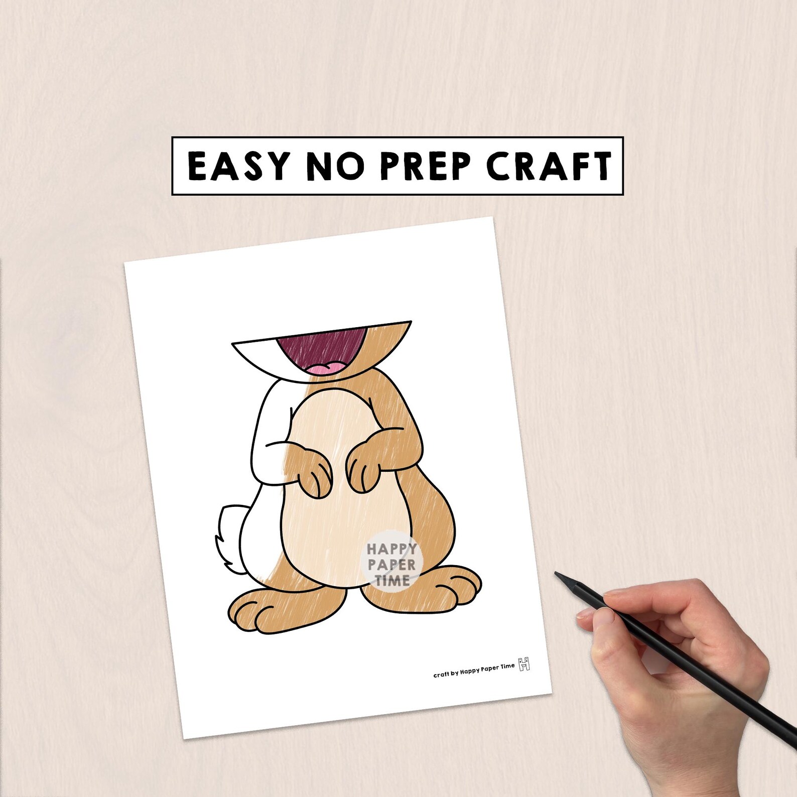 Rabbit Bunny Paper Bag Puppet Printable Pet Farm Animal Craft Activity ...