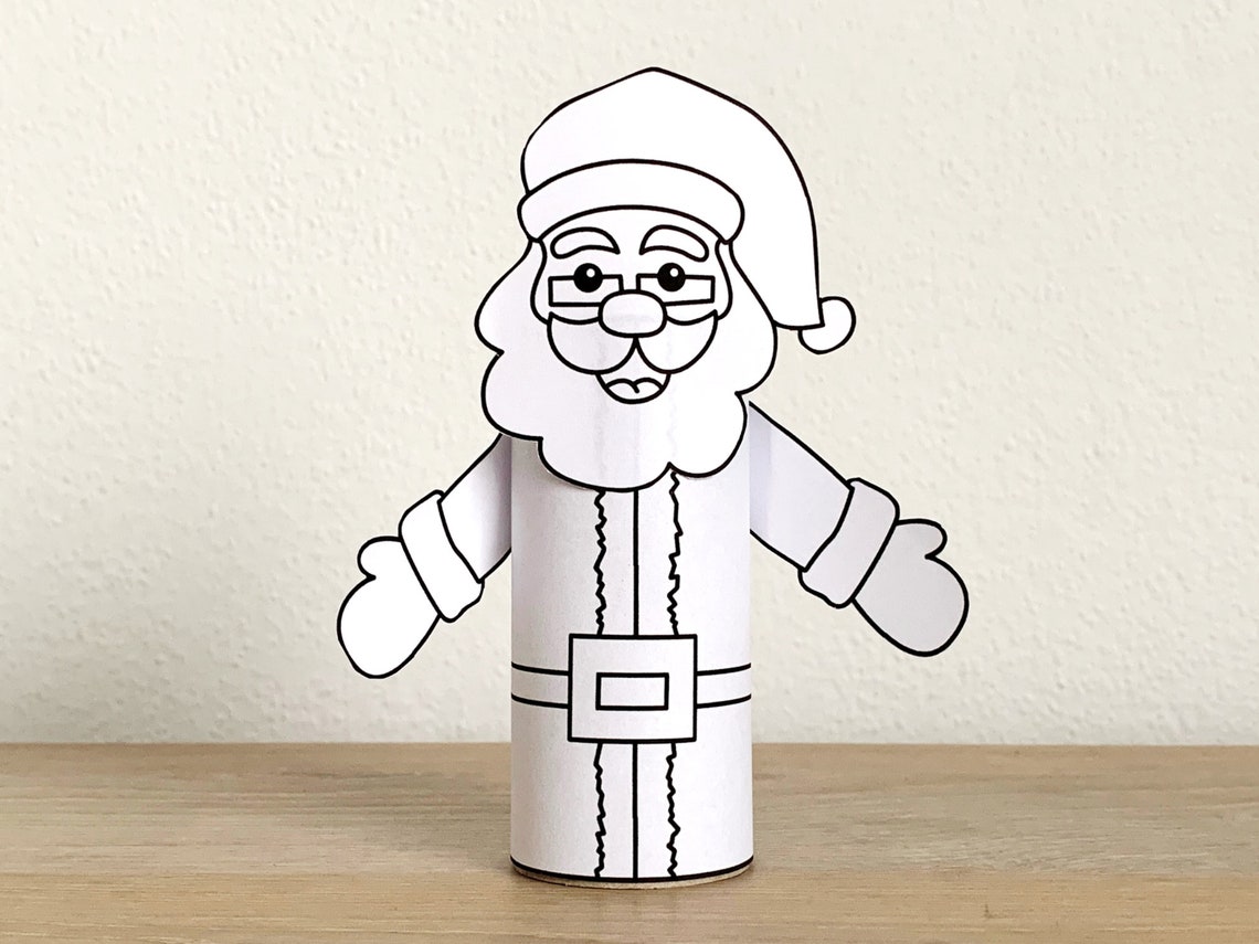 Santa Claus Toilet Paper Roll Craft Christmas Party Coloring | Etsy
