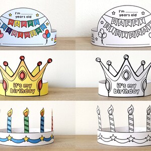 Happy Birthday Paper Crowns Party B-day Printable Kids Craft Birthday ...