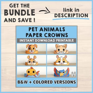 Pets Animals Paper Crowns Dog Cat Hamster Parrot Goldfish Bunny ...