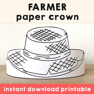 Farmer Straw Hat Gardener Paper Crown Party Coloring Printable Kids ...