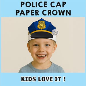 Police Cap Hat Paper Crown Party Pretend Play Printable Kids Craft ...