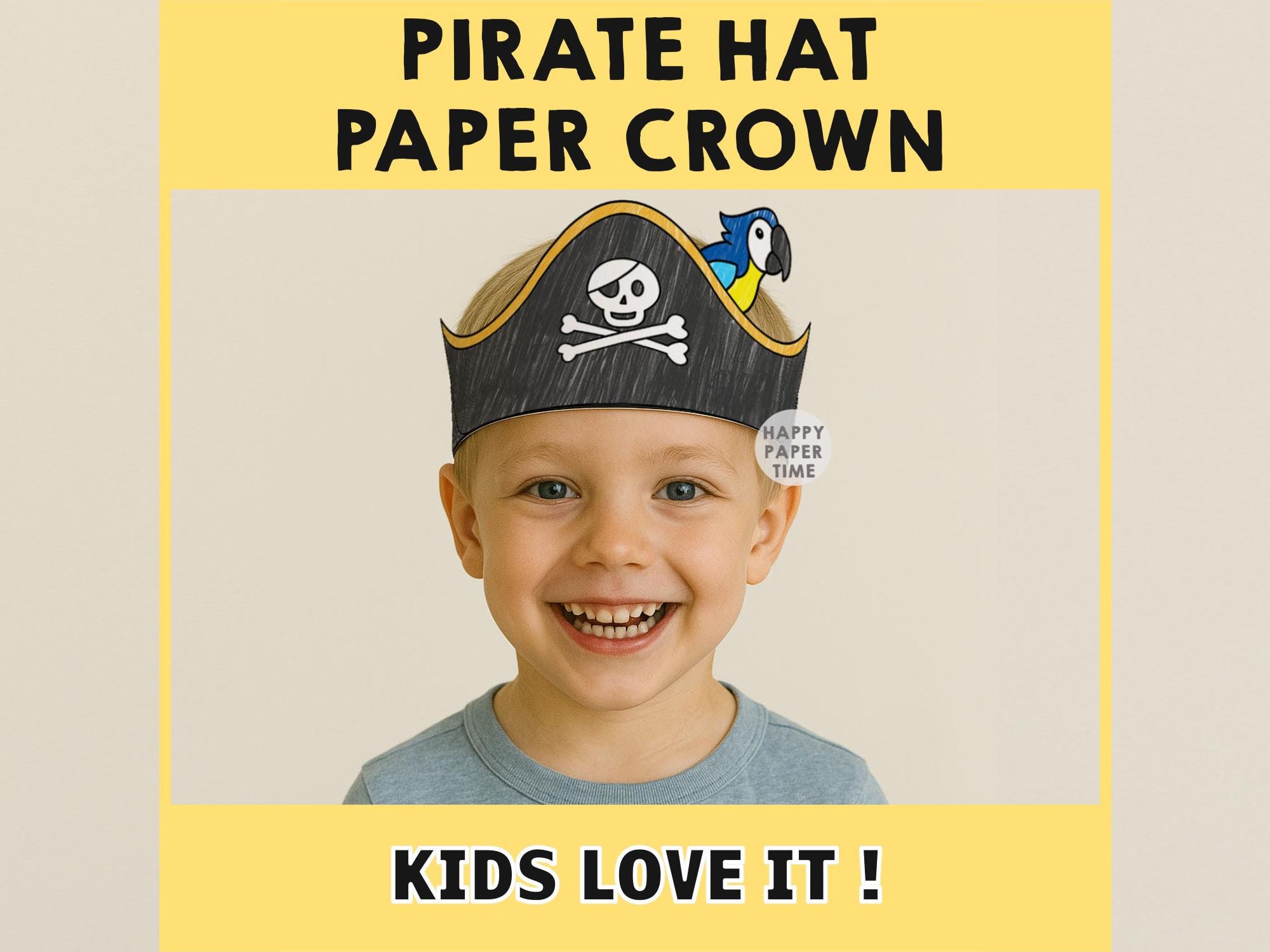 Pirate Paper Crowns Pirate Captain Parrot Printable Costume DIY Party ...