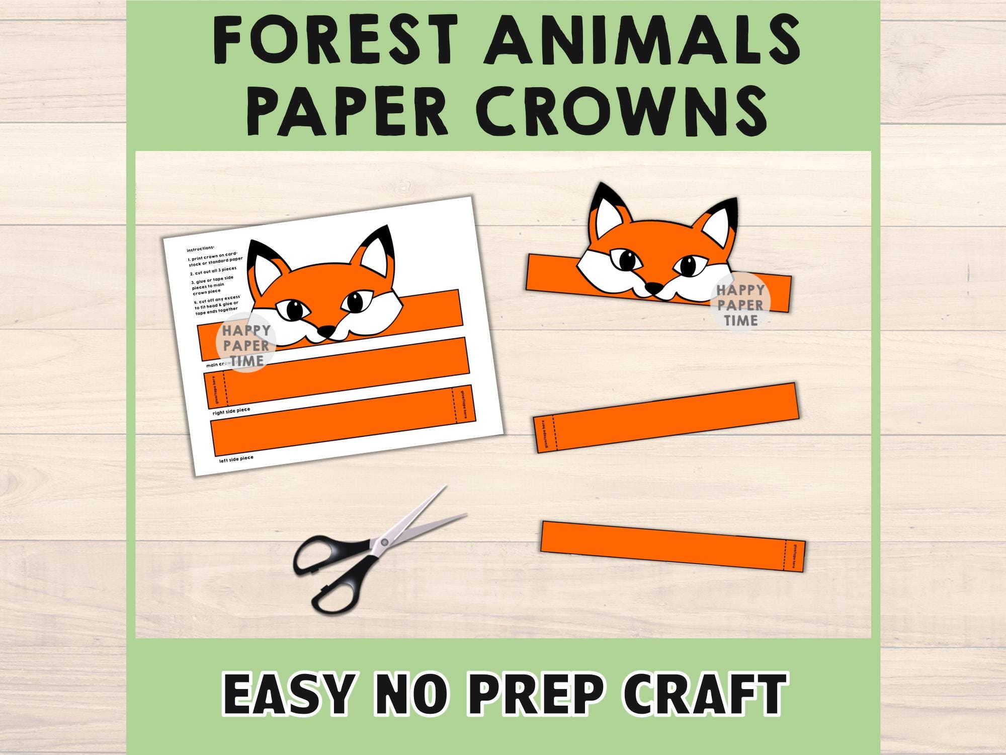 Woodland Animals Paper Crowns Activity Printable Kids Craft Woodland ...