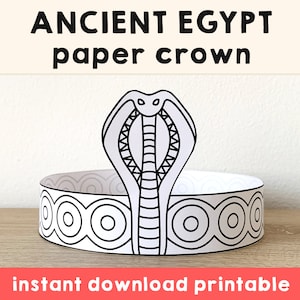 Ancient Egypt Cobra Paper Crown Princess Template Party Coloring ...