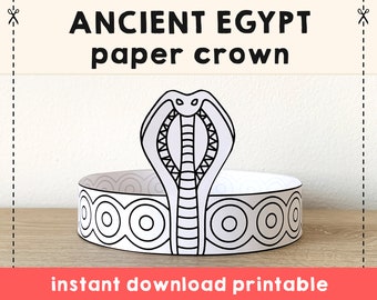 Pharaoh Paper Crown Ancient Egypt Template Party Coloring Printable ...