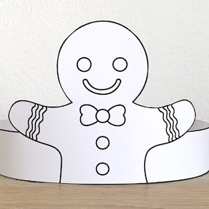 Gingerbread Man Paper Crown Hat Christmas Winter Holiday Party Coloring ...