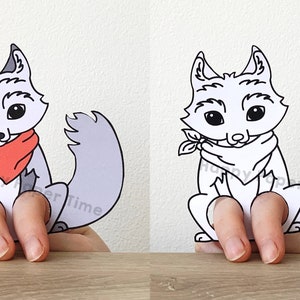 Wolf Paper Craft Printable Woodland Animal Finger Puppet Kids Craft ...