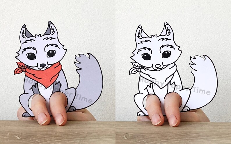 Wolf Paper Craft Printable Woodland Animal Finger Puppet Kids Craft ...