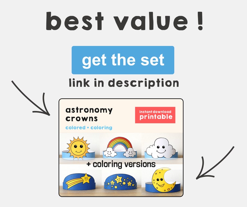 Sun Paper Crowns Astronomy Summer Spring Printable Kids Craft | Etsy