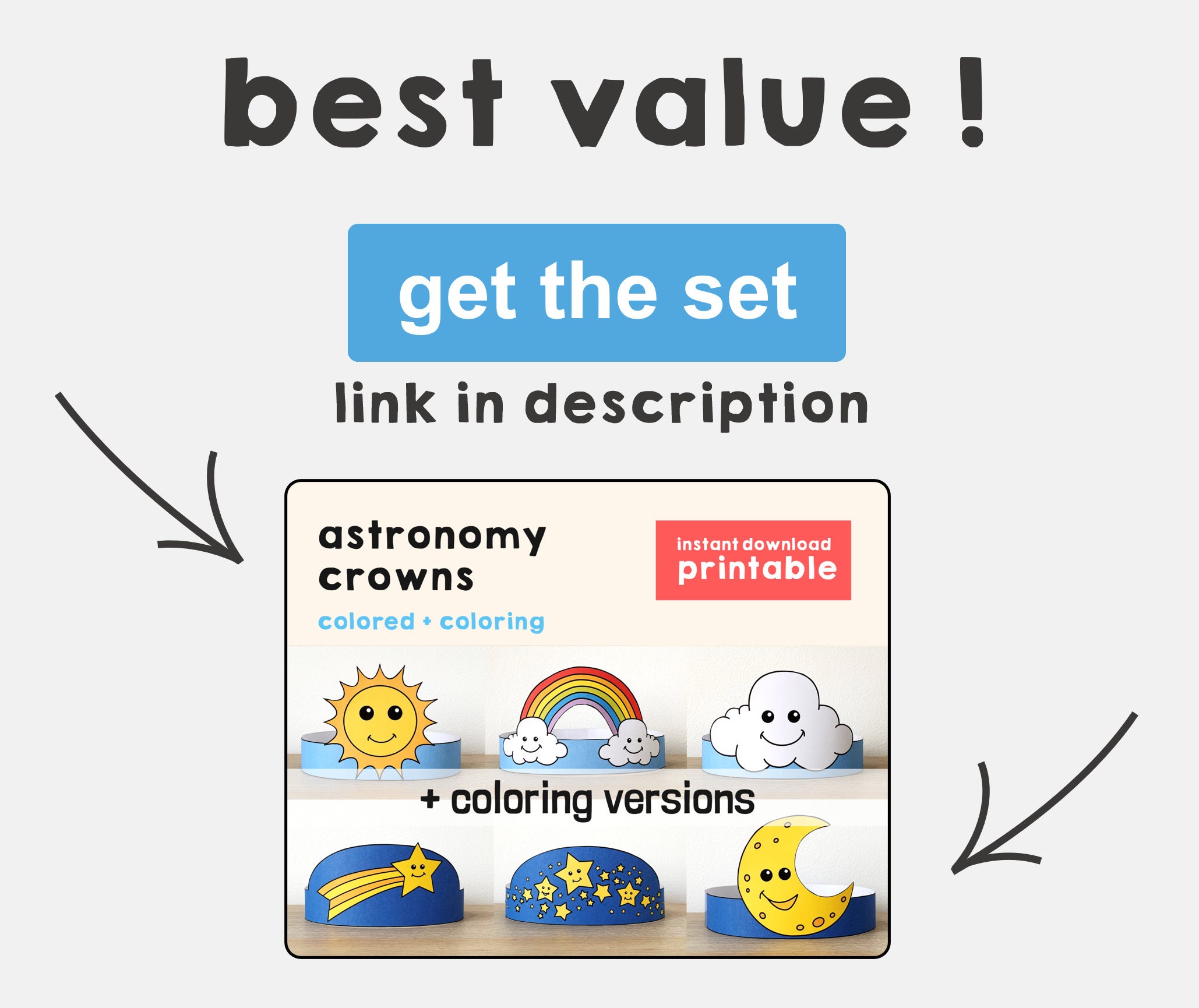 Sun Paper Crowns Astronomy Summer Spring Printable Kids Craft - Etsy