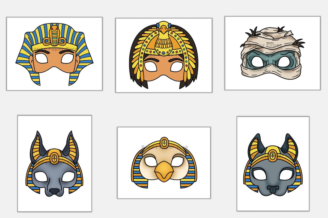 Ancient Egypt Masks Template Pharaoh Cleopatra Mummy Horus - Etsy España