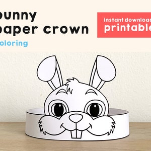 Bunny Paper Crown Headband Coloring Pet Animal Printable Kids - Etsy