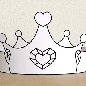 Heart Princess Paper Crown Party Activity Printable Kids Easy Craft ...