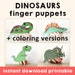 Dinosaur Puppet Paper Craft Printable Finger Puppet Kids Craft Animal ...