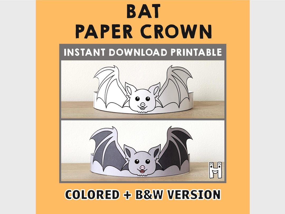 Bat Paper Crown Template Halloween Party Headband Coloring Printable ...