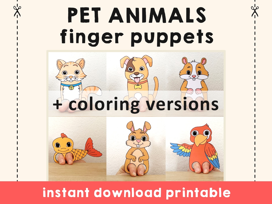 Pets Animal Paper Craft Printable Finger Puppet Template Kids Craft ...